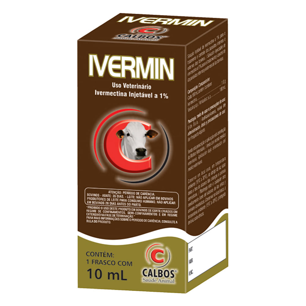 Ivermin Injetável 10 ml - Calbos - Dimacol Atacado